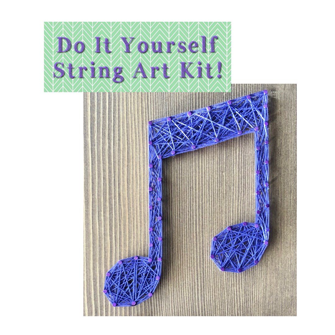 Music Note Singing DIY String Art Kit 7x7, Pre-hammered Craft Kit ...