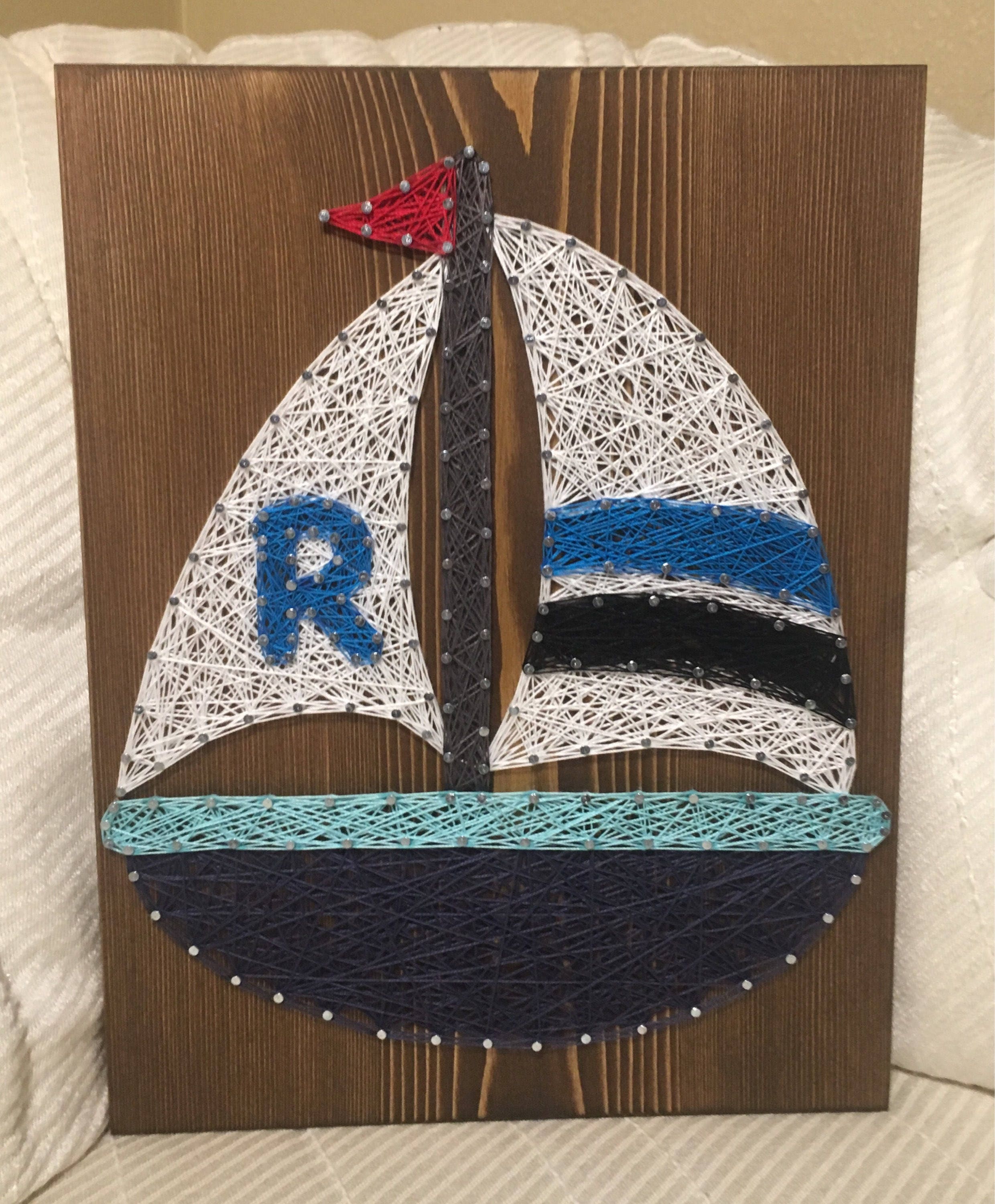 Made To Order Sailboat String Art nautical strings boat | Etsy