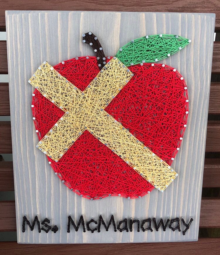 Made To Order School Teacher Apple String Art Teacher | Etsy
