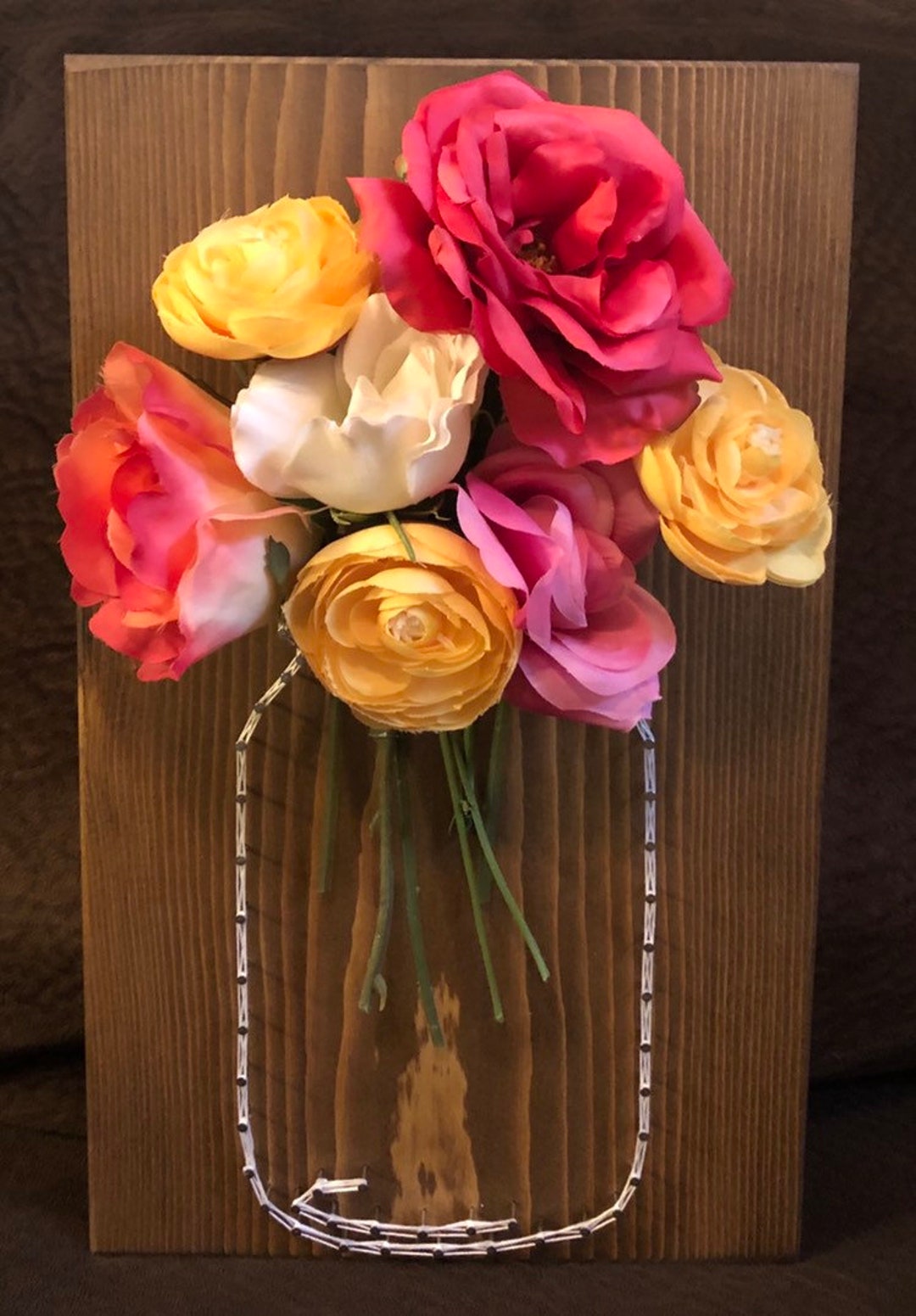 Made to Order Mason Jar Flowers, Floral Bouquet String Art, Rustic ...