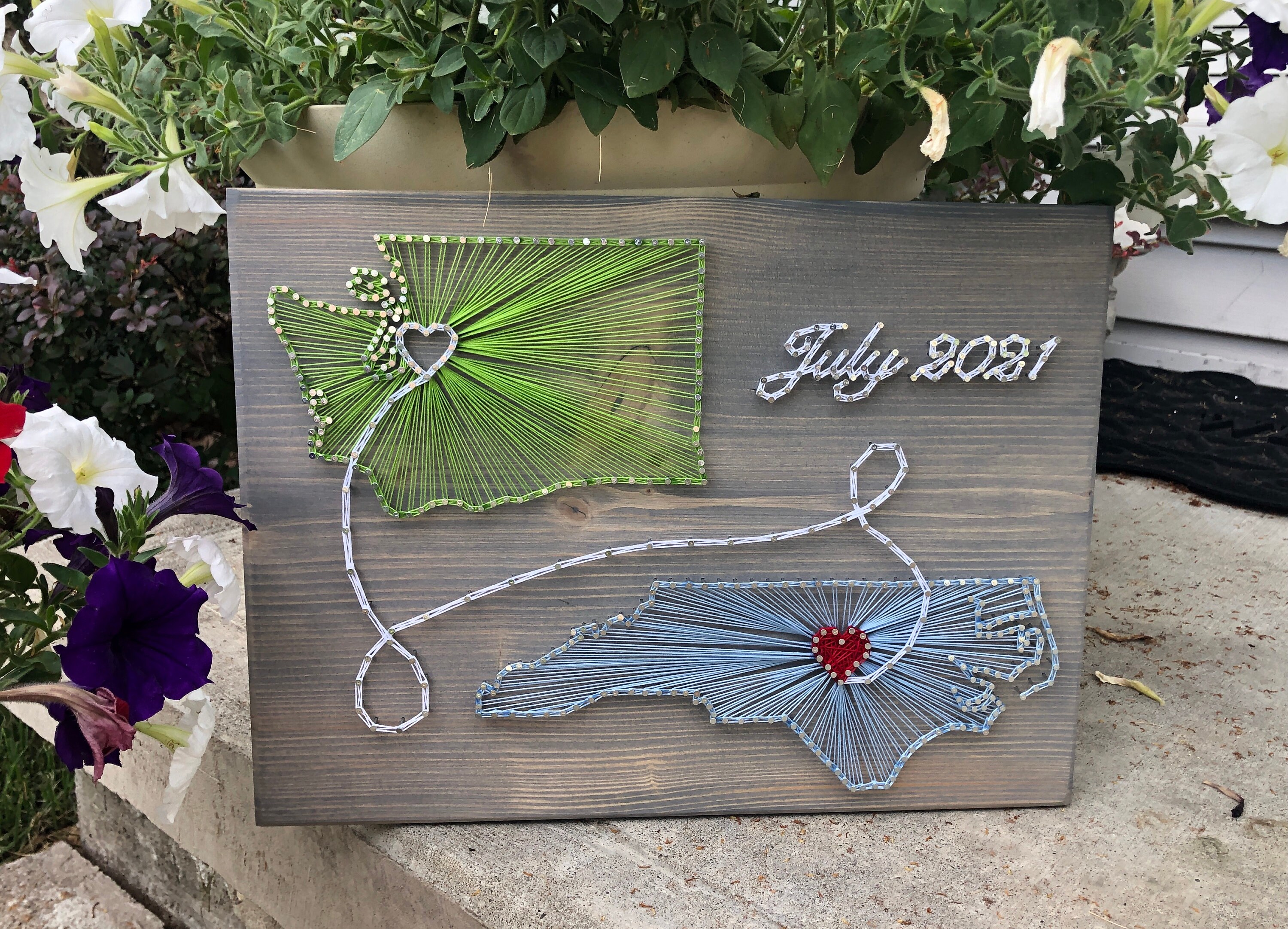 TWO State/country With Words String Art Sign, Wood Sign, Connecting ...