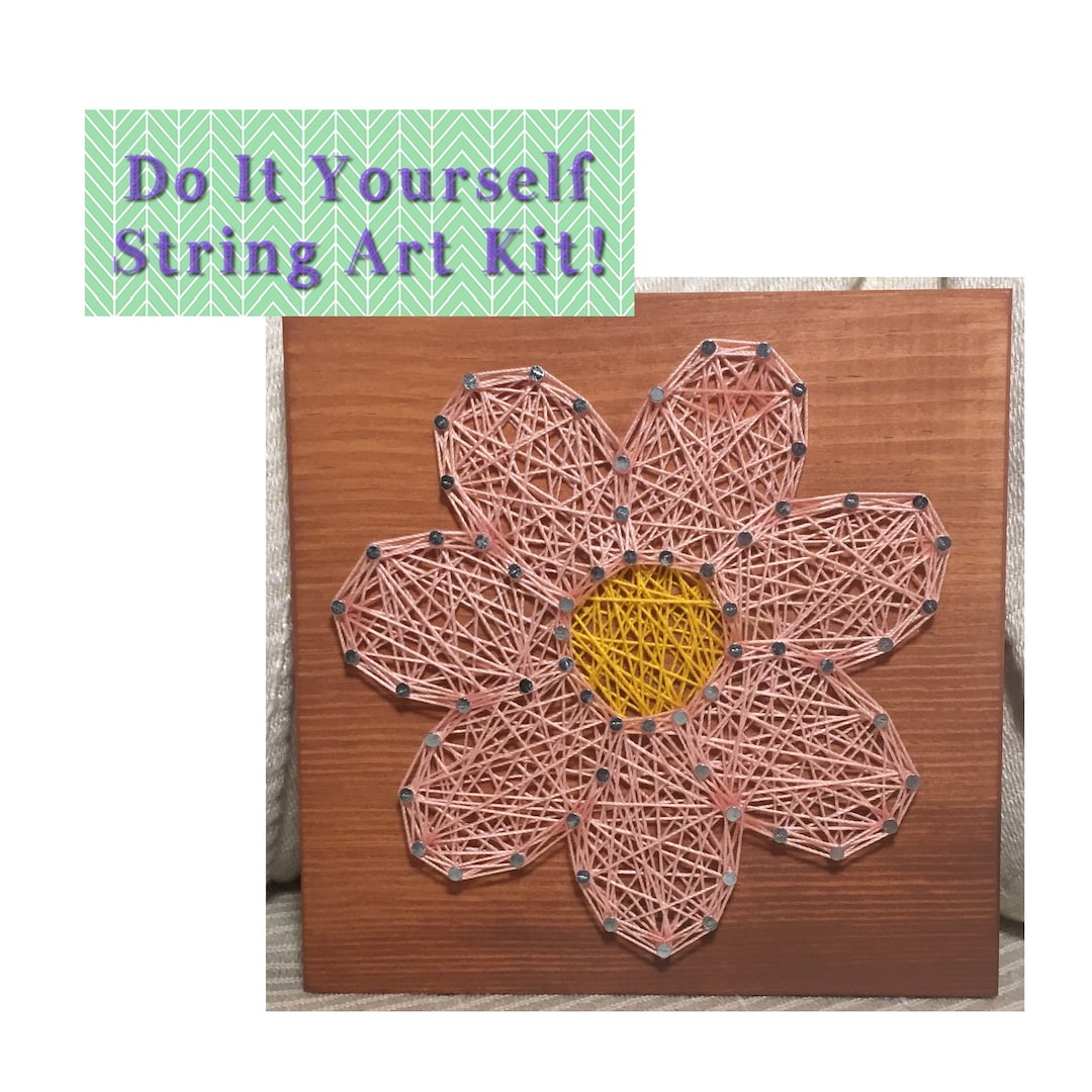 Flower Daisy DIY String Art Kit 7x7, Pre-hammered Craft Kit, Beginner ...