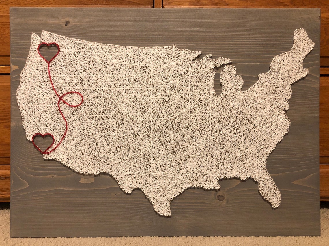 USA Map String Art Sign, Country/state/city Decor, United States ...