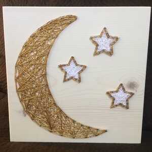 Made to Order Moon and Stars String Art, Outer Space Bedroom Decor ...