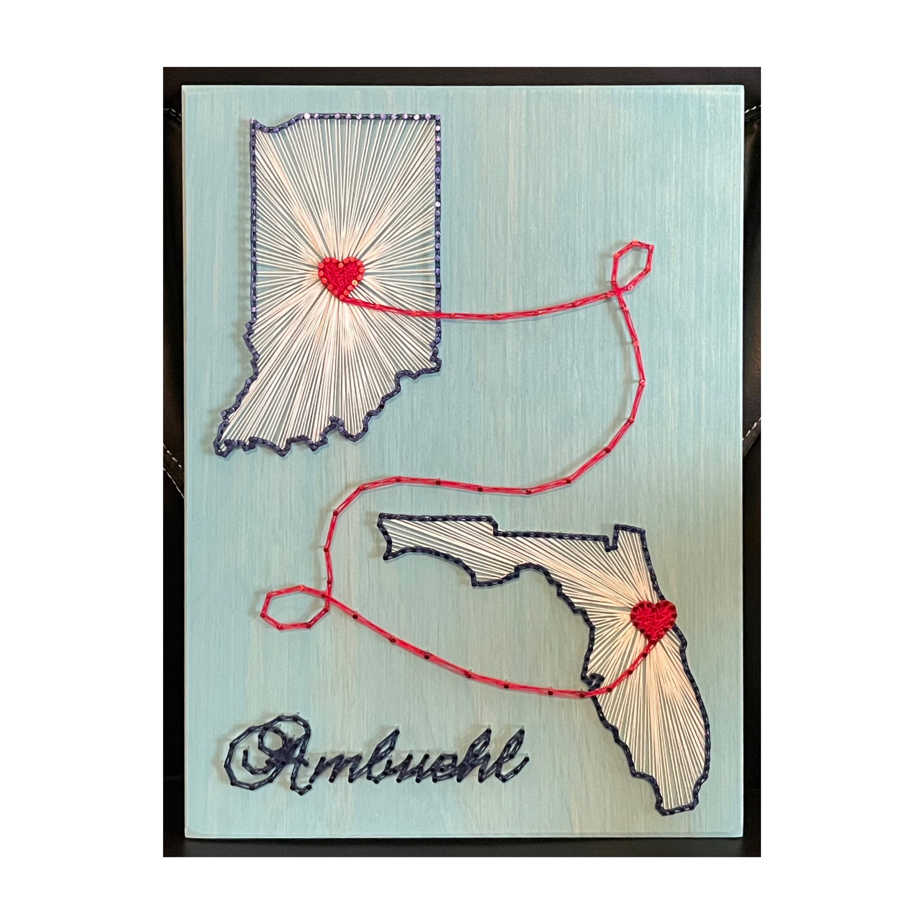 TWO State/country With Words String Art Sign, Wood Sign, Connecting ...