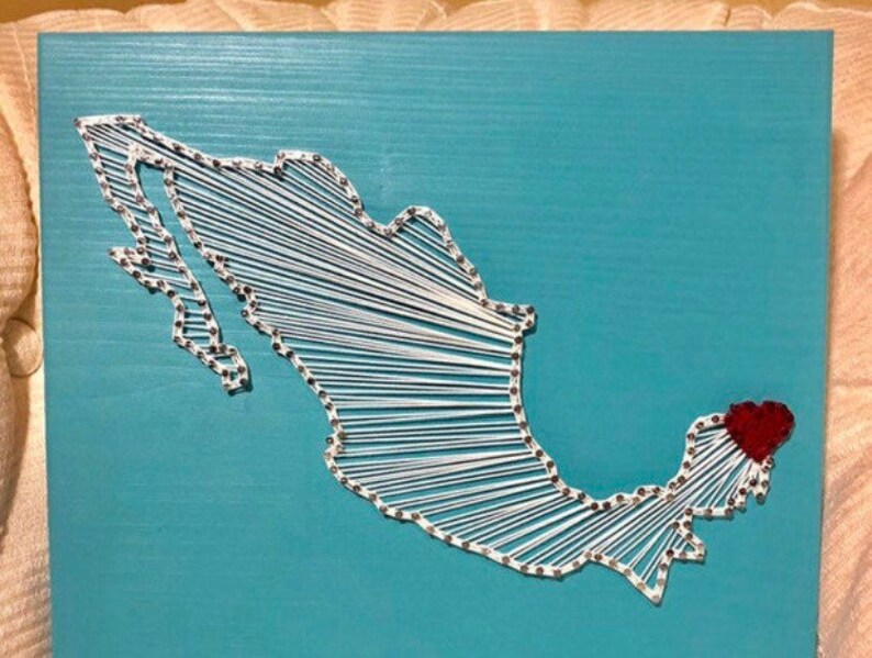 Mexico String Art Sign, 11x11 Wood Sign, Wedding Gift, Home, Country ...