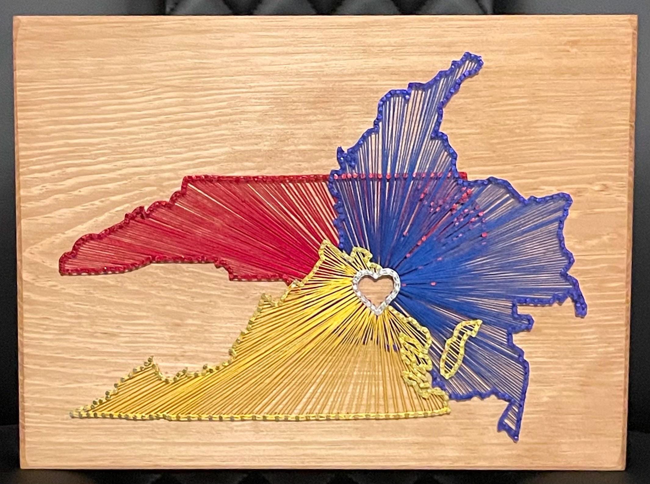 THREE Overlapping State/country String Art Sign, Connecting States ...