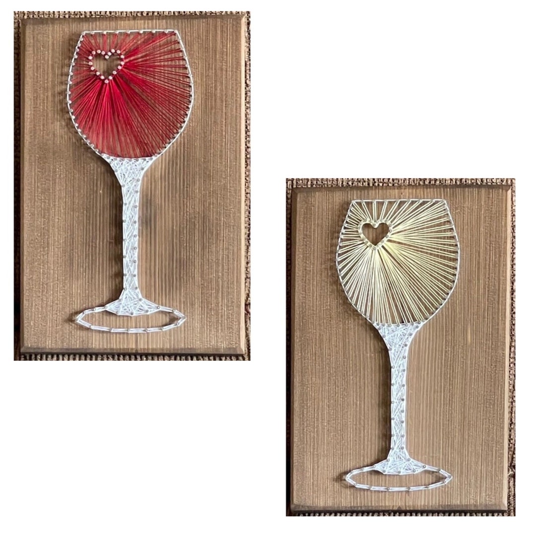 MADE TO ORDER Single Wine Glass String Art, Wine Lover, Red Wine ...