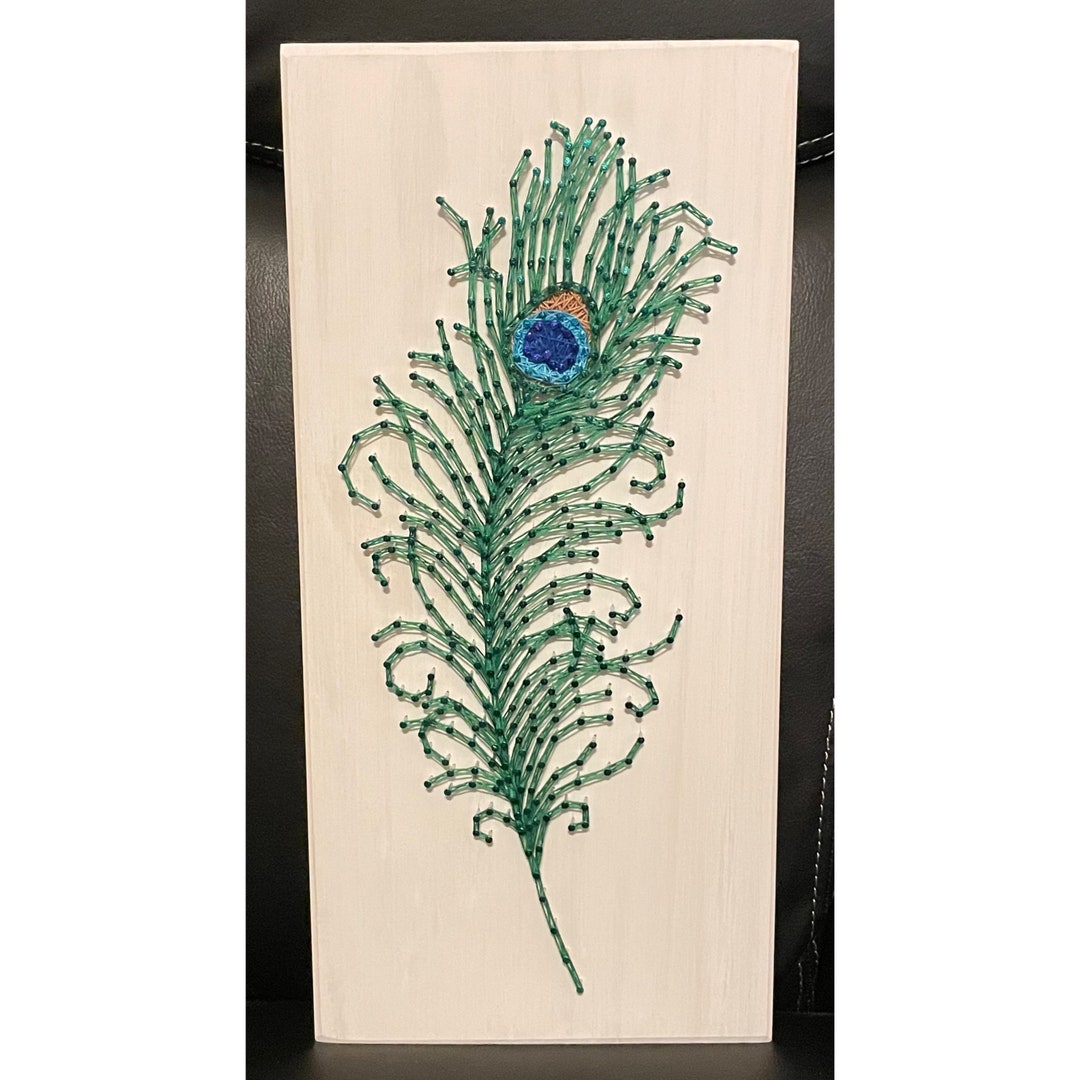 Made to Order Peacock Feather String Art Sign, Rustic Decor, Made to ...