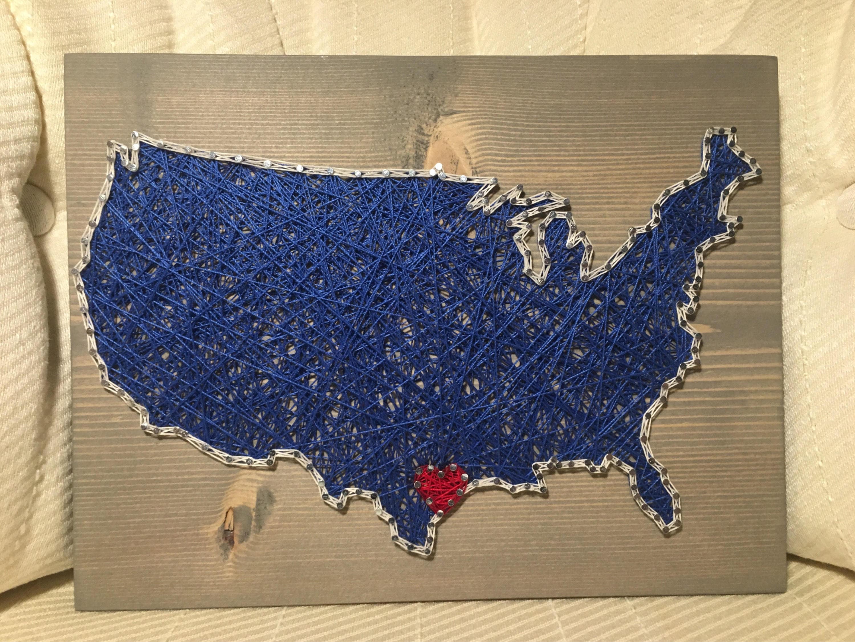 USA Map String Art Sign Country/State/City Decor United | Etsy