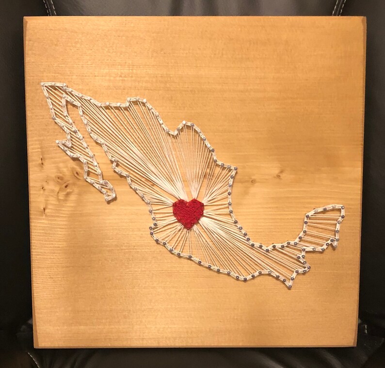 Mexico String Art Sign, 11x11 Wood Sign, Wedding Gift, Home, Country ...