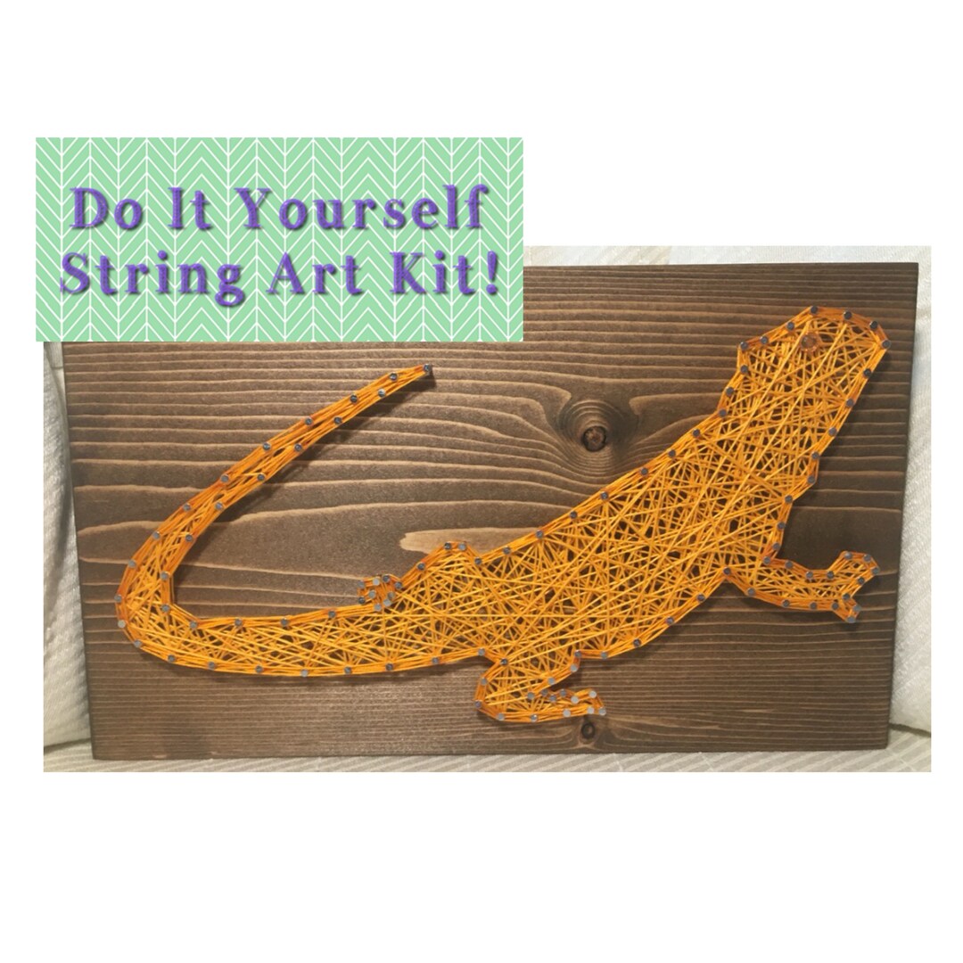 Bearded Dragon Pet DIY String Art Kit 7x7, Pre-hammered Craft Kit ...