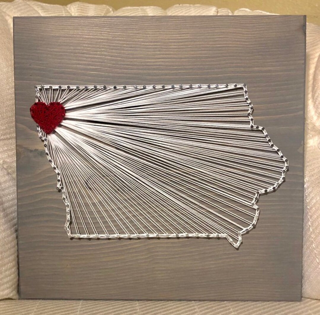 Iowa String Art State Sign, Wood Sign, Wedding Gift, State Shape ...