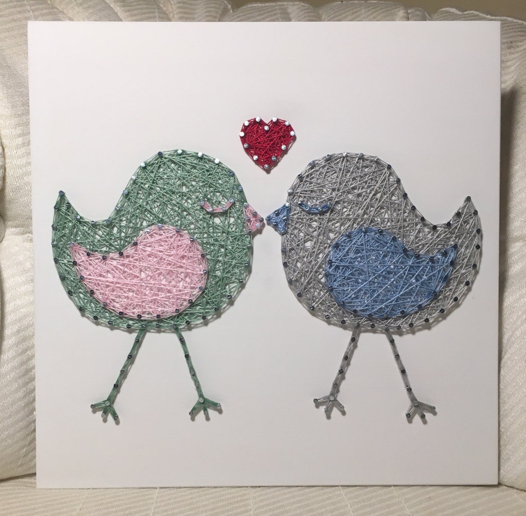 MADE TO ORDER Love Birds String Art, Romantic Gift, Wedding or Anniversary, Lovebirds, Heart ...