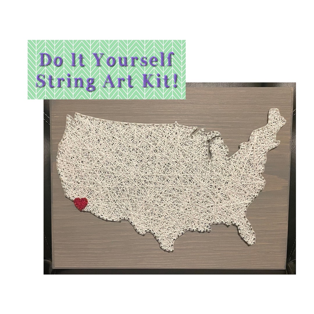 USA Patriotic DIY String Art Kit 7x7, Pre-hammered Craft Kit, Beginner ...