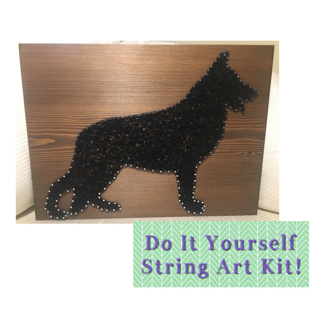 German Shepherd Dog DIY String Art Kit 7x7, Pre-hammered Craft Kit ...
