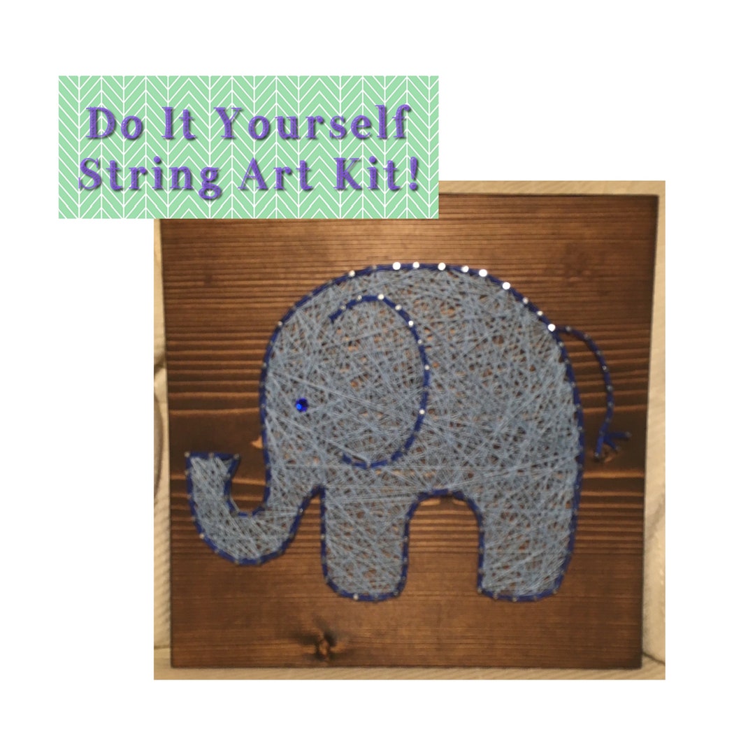 Elephant DIY String Art Kit 7x7, Pre-hammered Craft Kit, Beginner ...