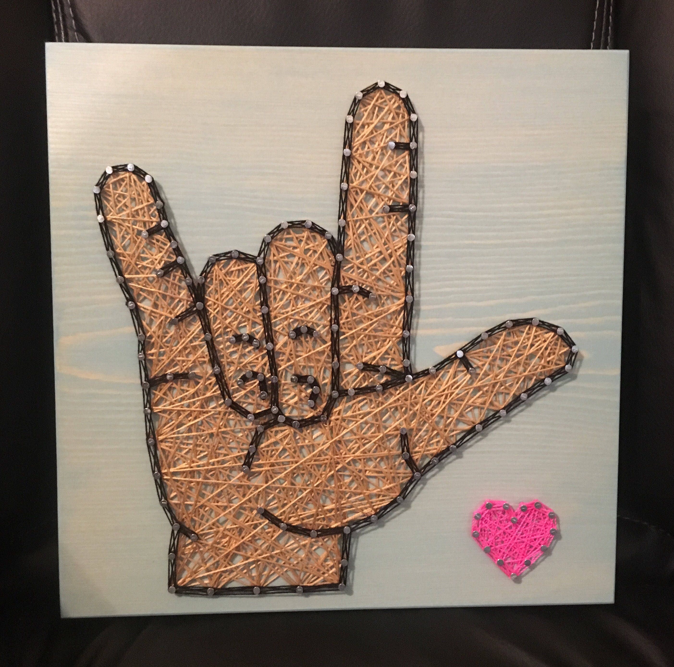 Sign Language I Love You String Art, ASL Art, Handmade Heart Wall Decor ...