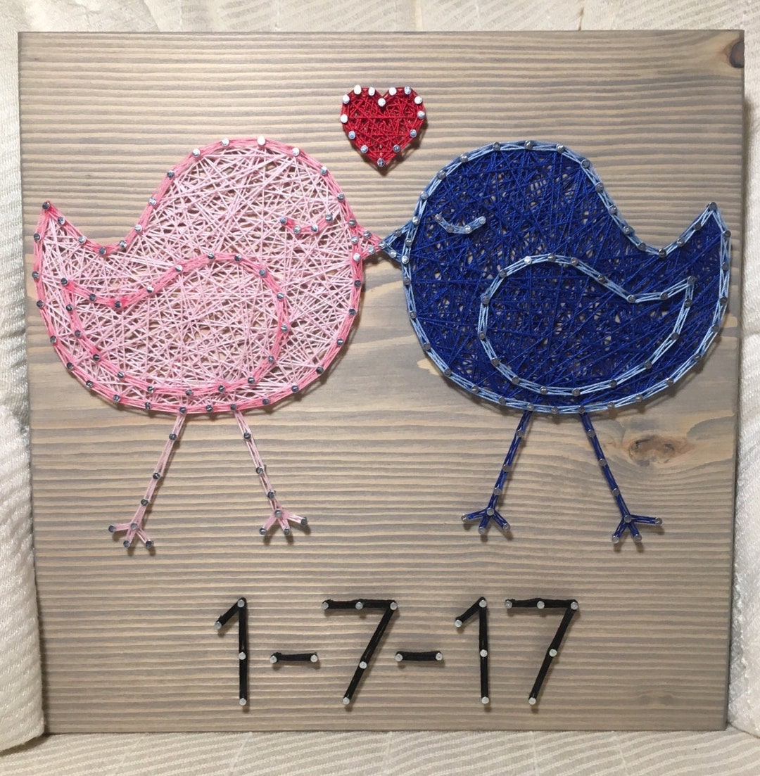 Love Birds String Art, Romantic Gift, Wedding or Anniversary, Lovebirds, Heart, Birthday ...