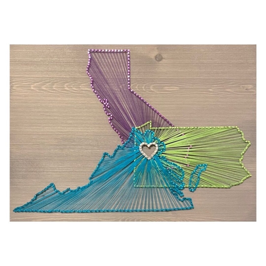 THREE Overlapping State/country String Art Sign, Connecting States ...