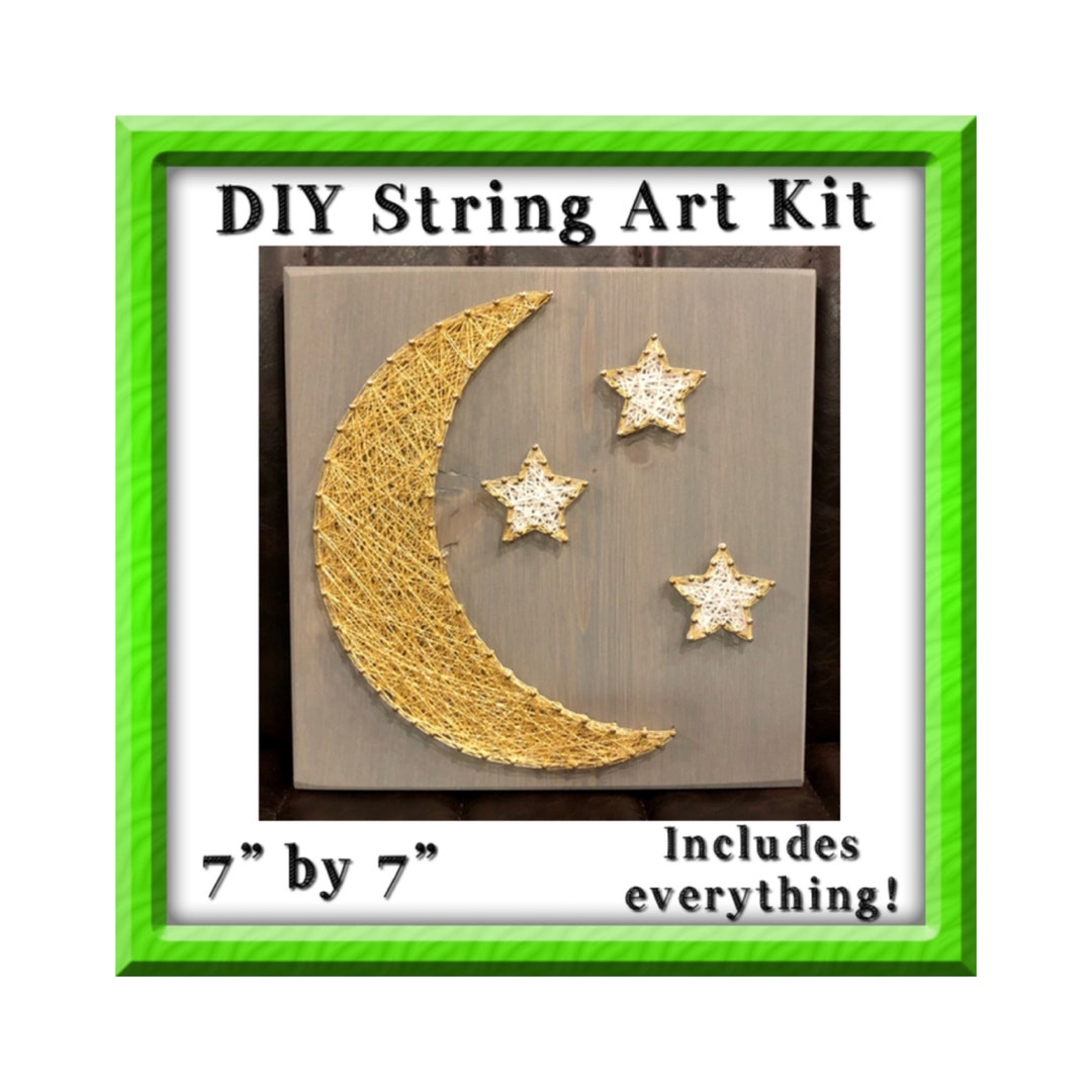 Moon and Stars DIY KIT String Art Kit 7 by 7 Pre-hammered - Etsy