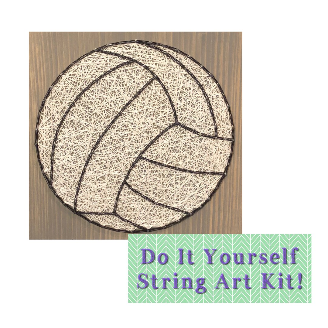 Volleyball Sports DIY String Art Kit 7x7, Pre-hammered Craft Kit ...