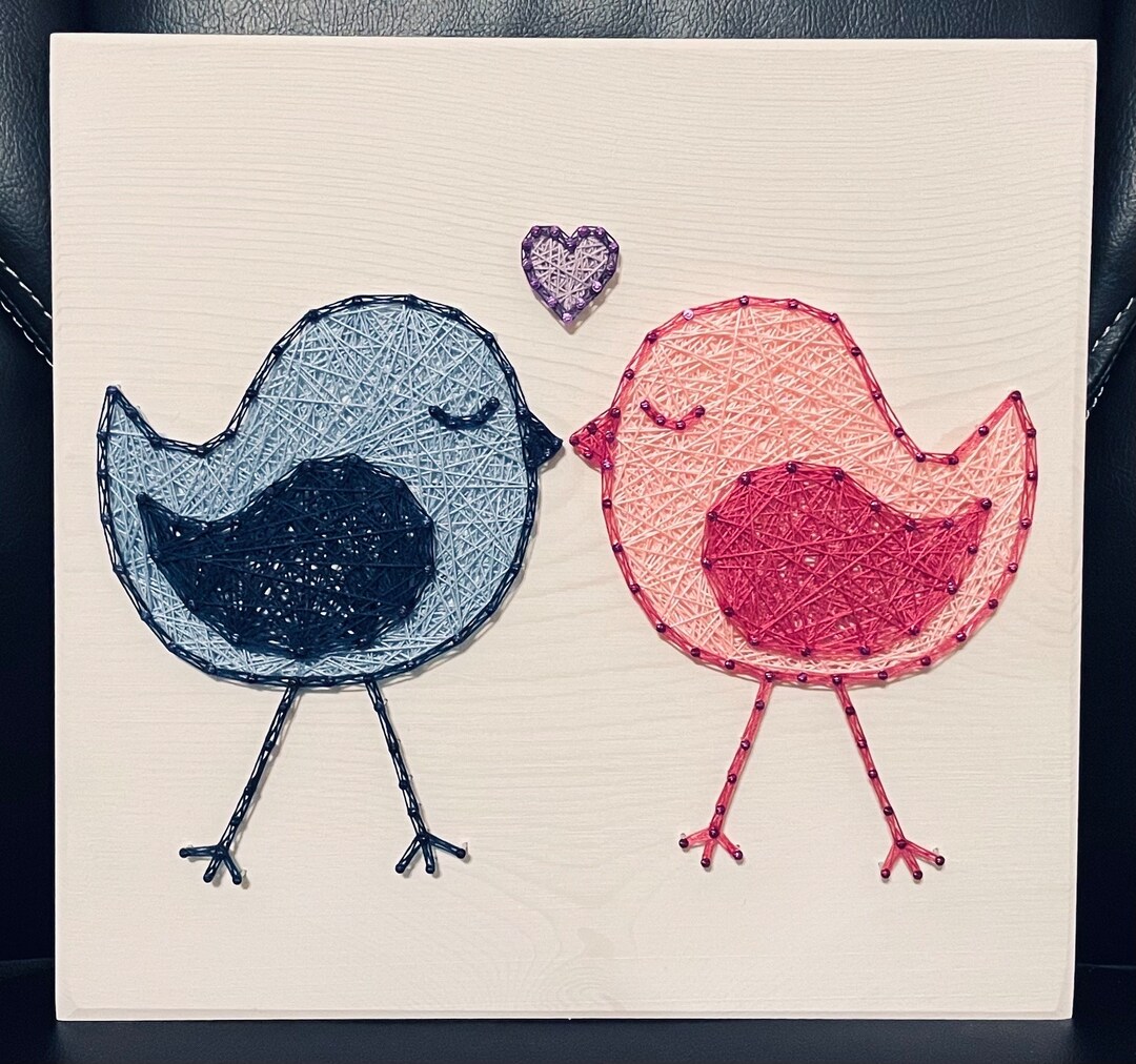 Love Birds String Art, Romantic Gift, Wedding or Anniversary, Lovebirds, Heart, Birthday ...