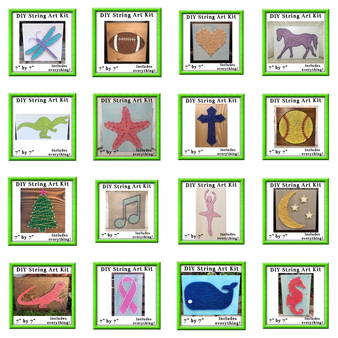 Any DIY KIT String Art Kit 7 by 7, Pre-hammered Simple String Art Signs ...