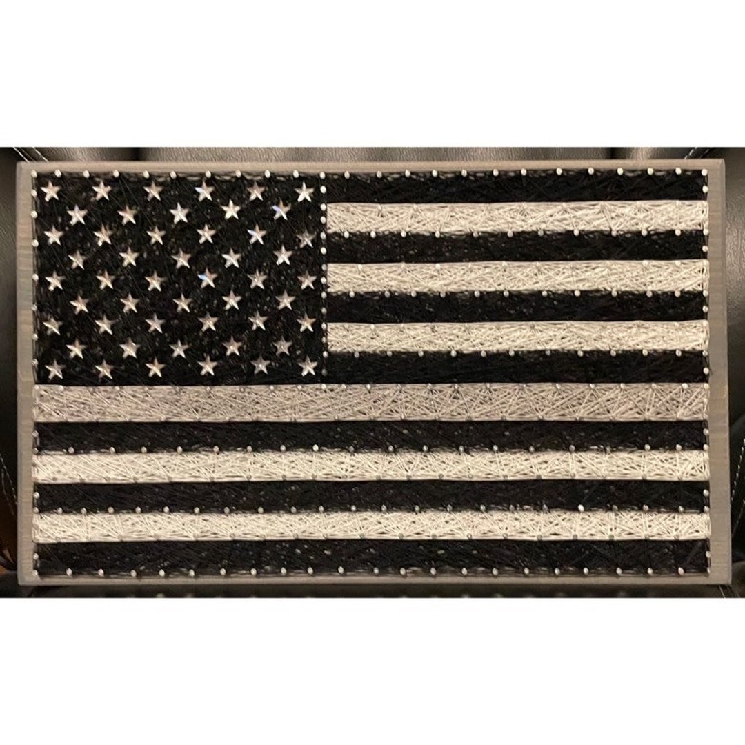 Made to Order MEDIUM 9 by 15 Thin Gray Line American Flag, USA, Police ...