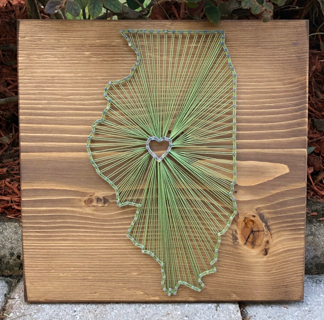 Illinois String Art State Sign, Wood Sign, Wedding Gift, Home State ...