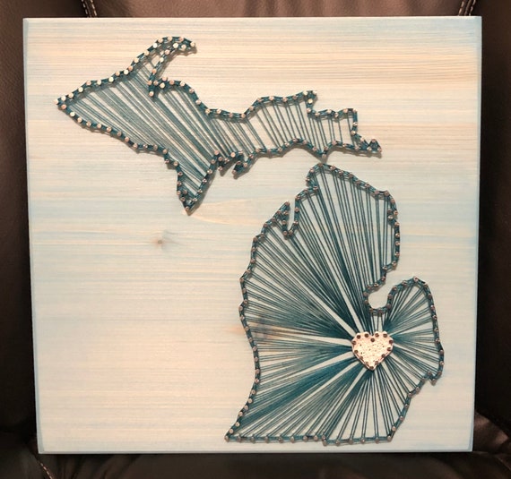 Made to Order Michigan String Art State Sign Wood Sign | Etsy
