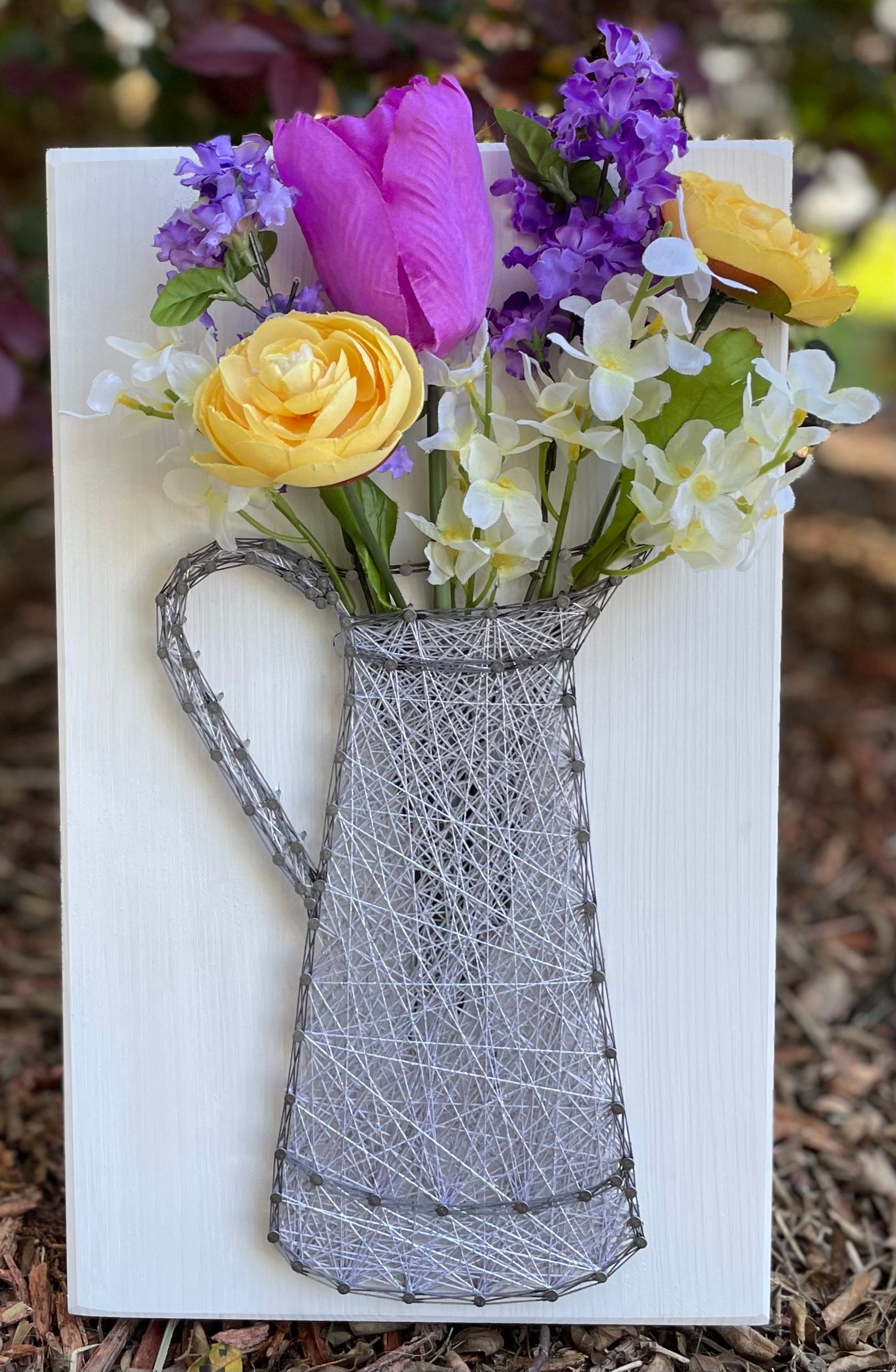 Made to Order Pitcher of Flowers Floral Bouquet String Art | Etsy