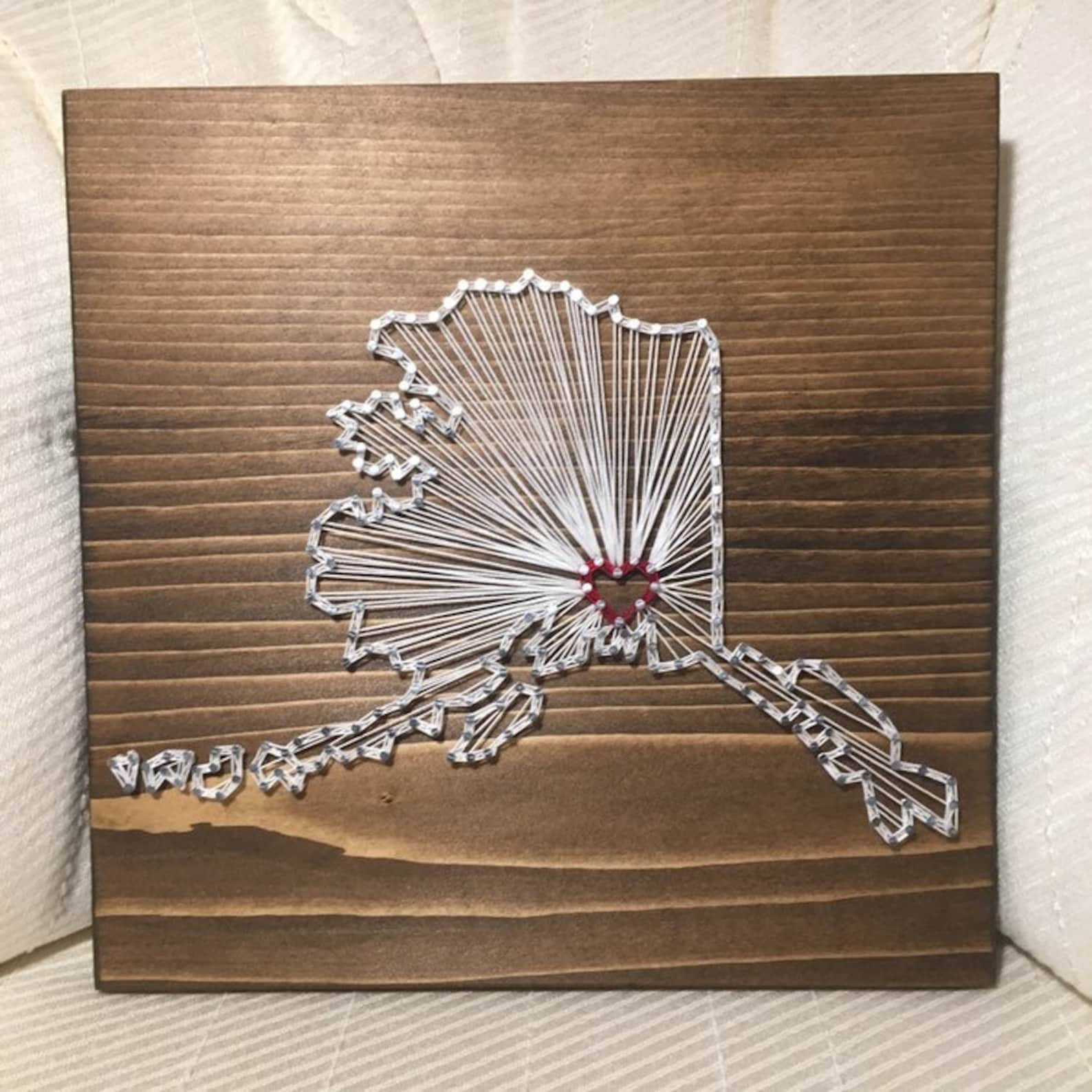 Made to Order Alaska String Art State Sign Wood Sign | Etsy