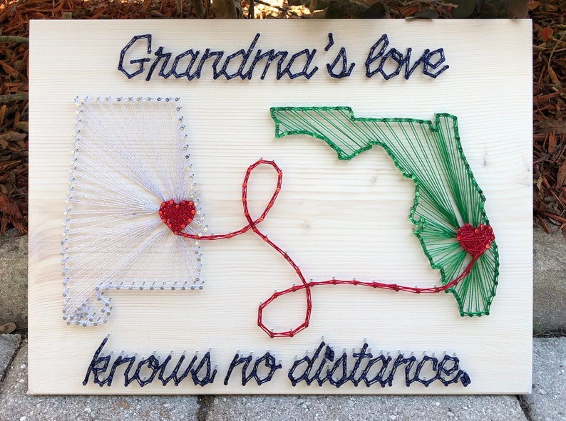 Grandparents Two State/country String Art Sign, Grandma Grandpa, Family ...