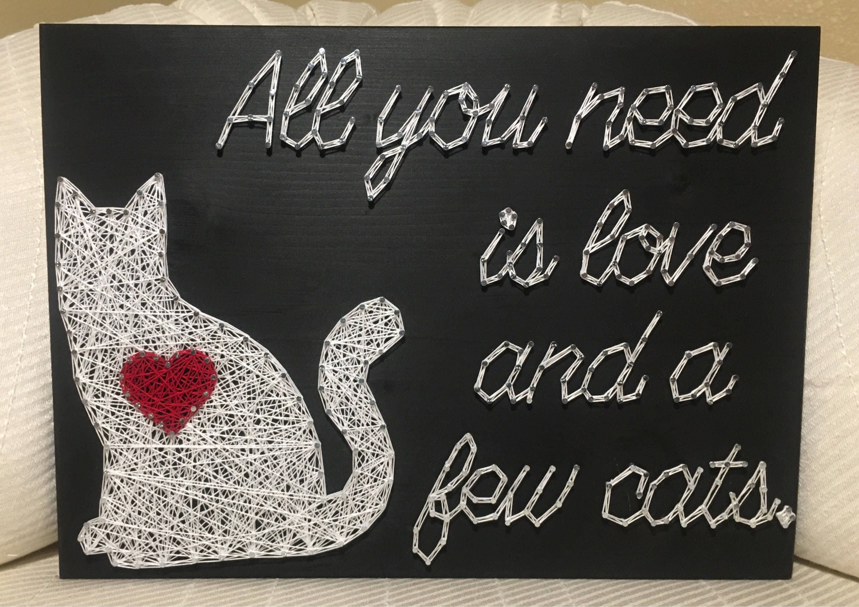 Made To Order Cat Love Art Animal art All You Need is Love | Etsy