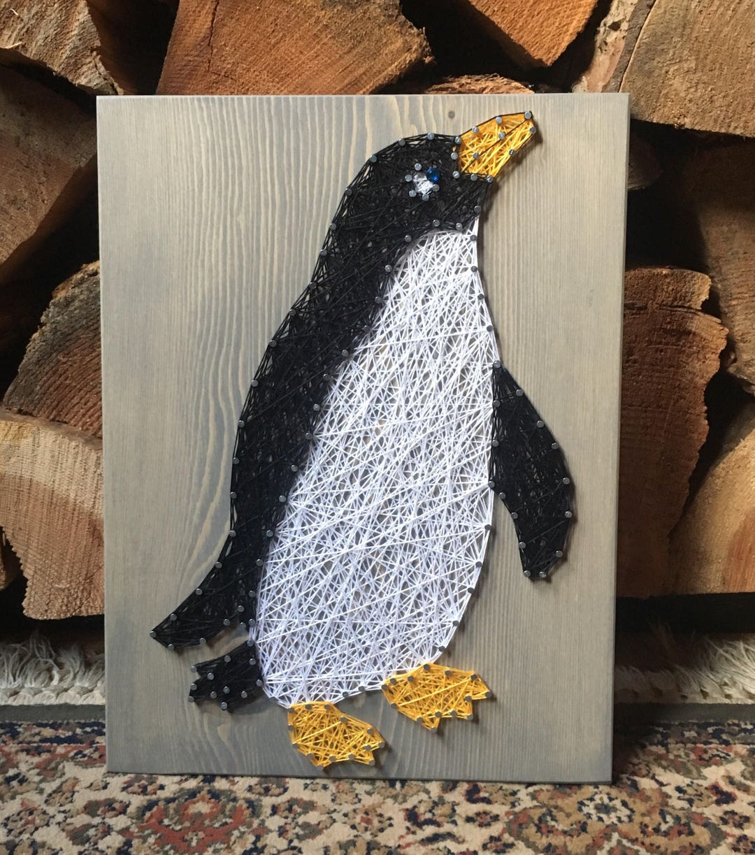 Penguin String Art, Animal Decor, Made to Order, Nursery Art, Christmas ...