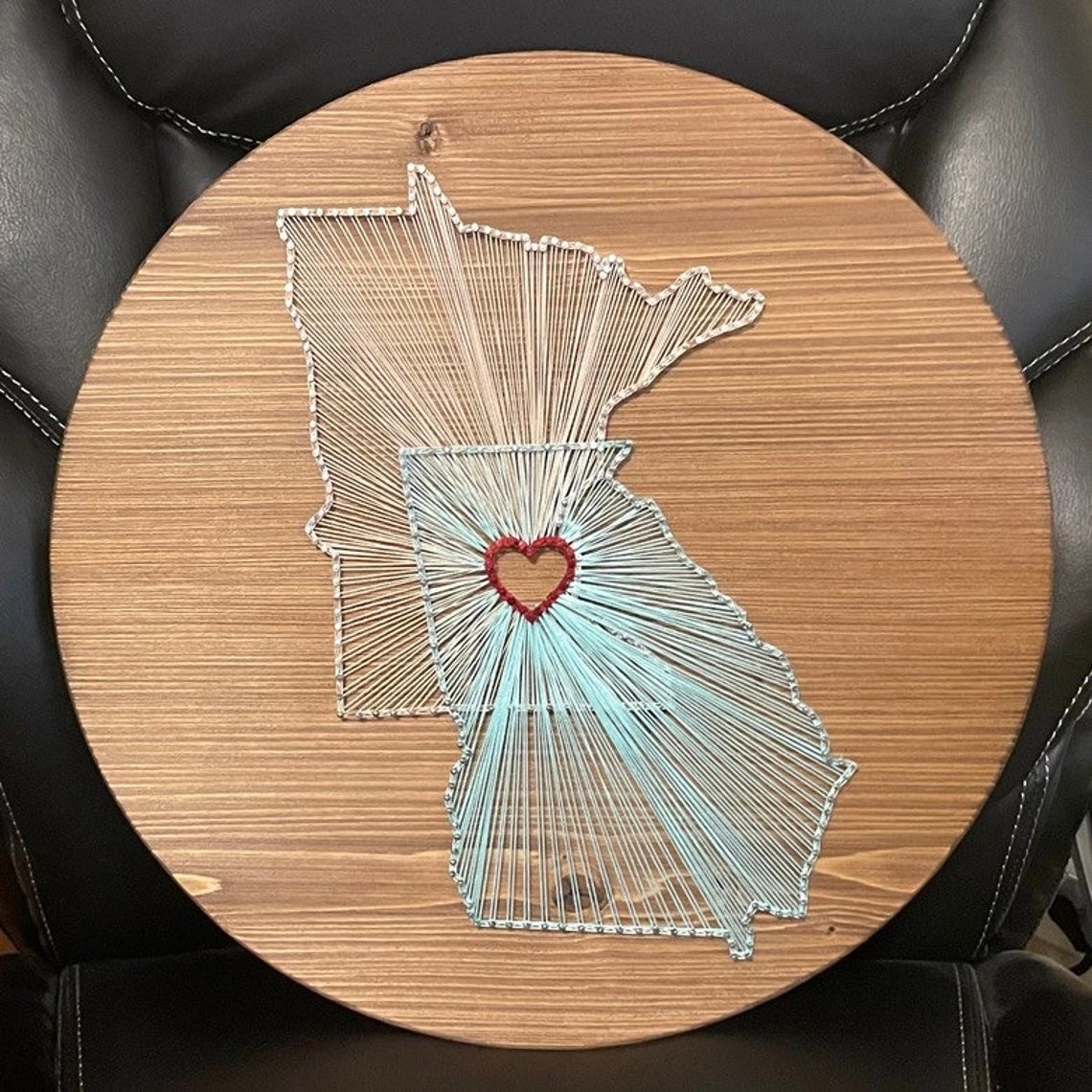 MADE TO ORDER round Two Overlapping State/country String Art - Etsy