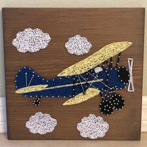 Vintage Airplane String Art Sign, Flight Decor, Plane Nursery, Pilot ...