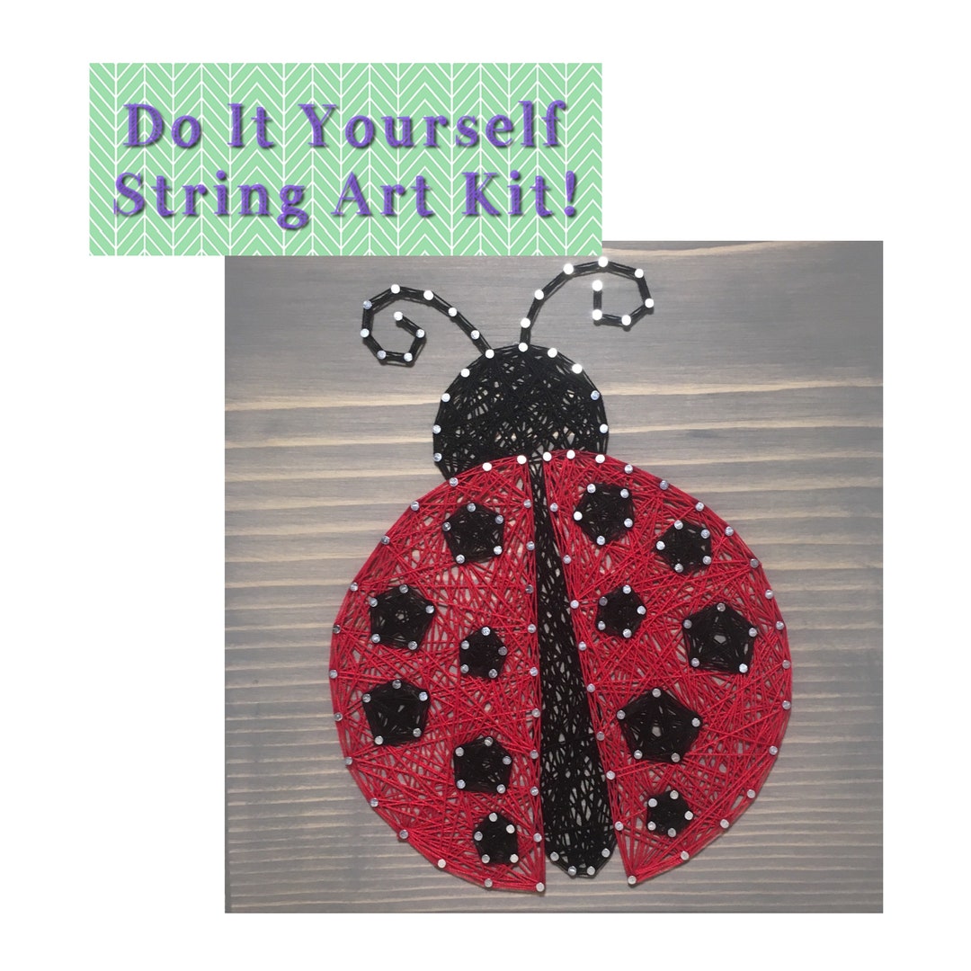 Ladybug DIY KIT String Art Kit 7 by 7, Pre-hammered Simple String Art ...