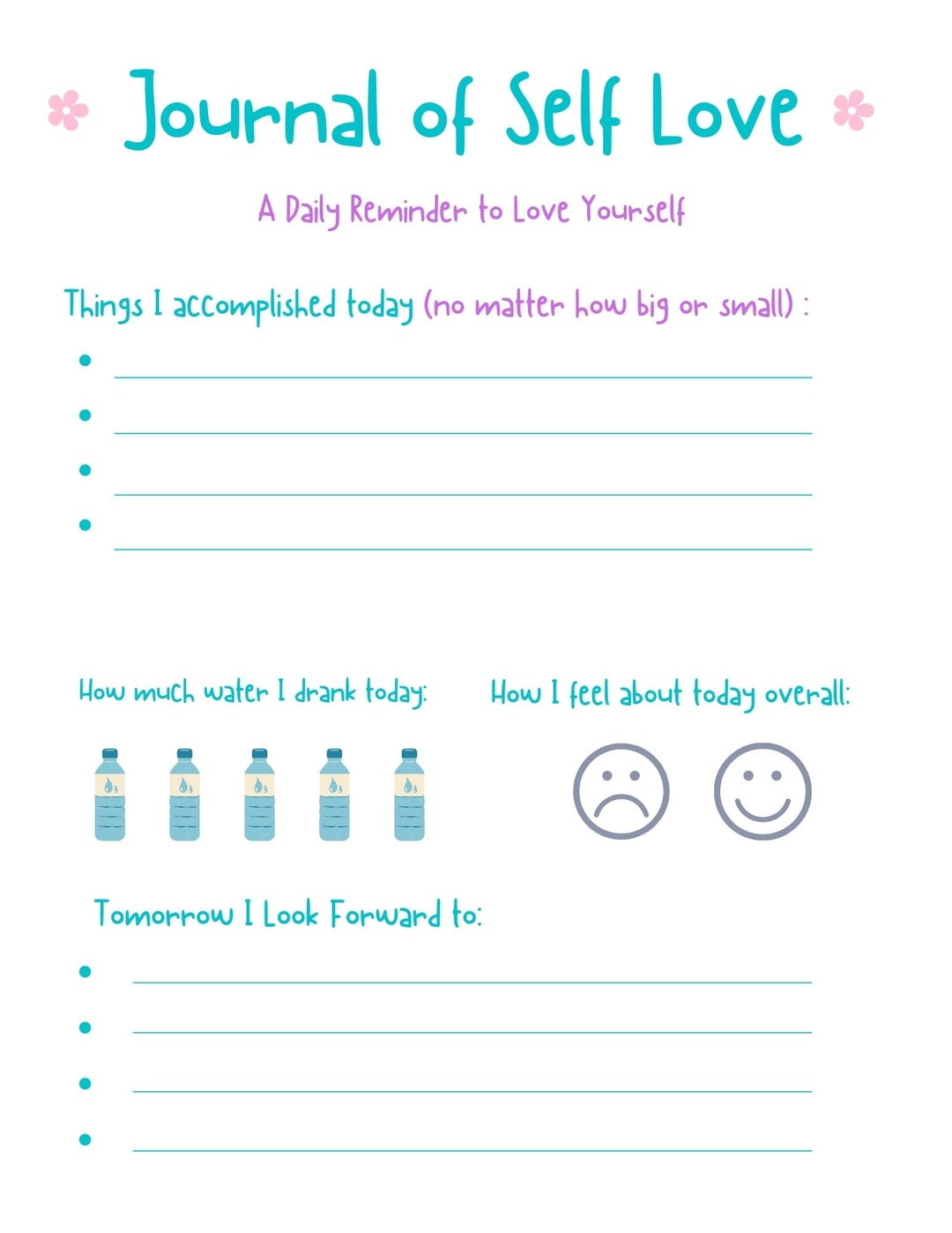 Daily Self Love Journal Printable, Daily Journal, Instant Download ...