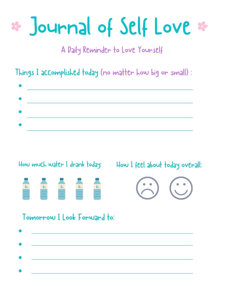 Daily Self Love Journal Printable Daily Journal Instant - Etsy