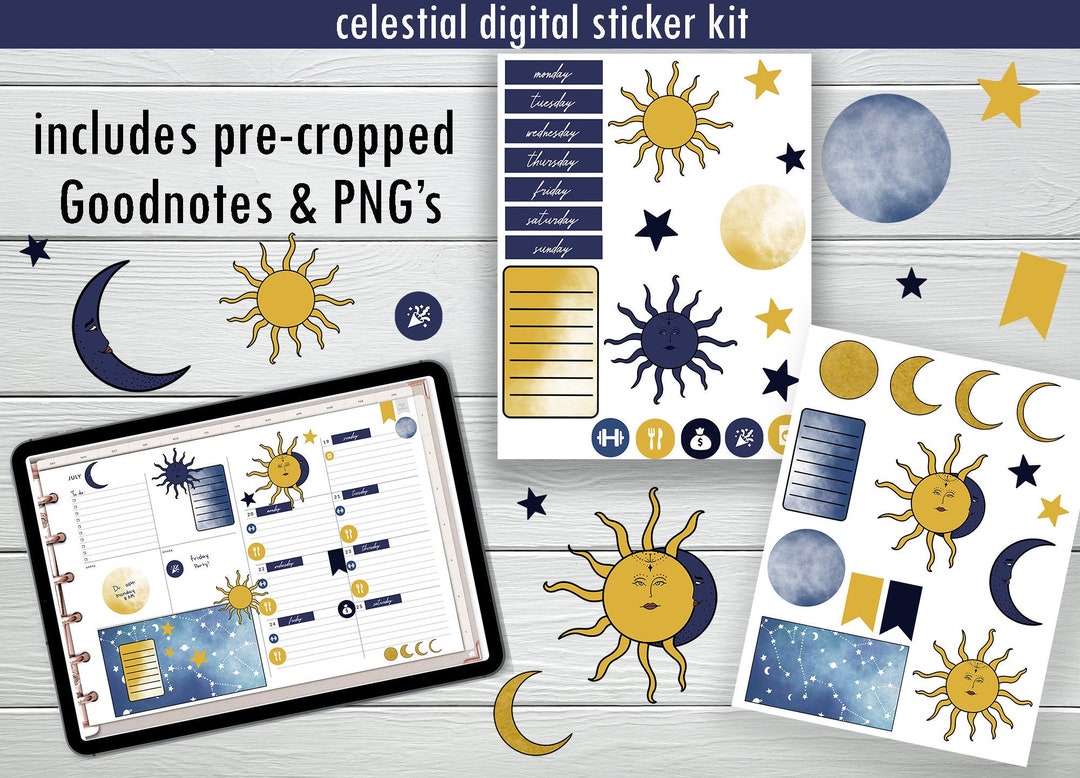 Celestial Sticker Sheet Digital Stickers Goodnotes Stickers Png's ...