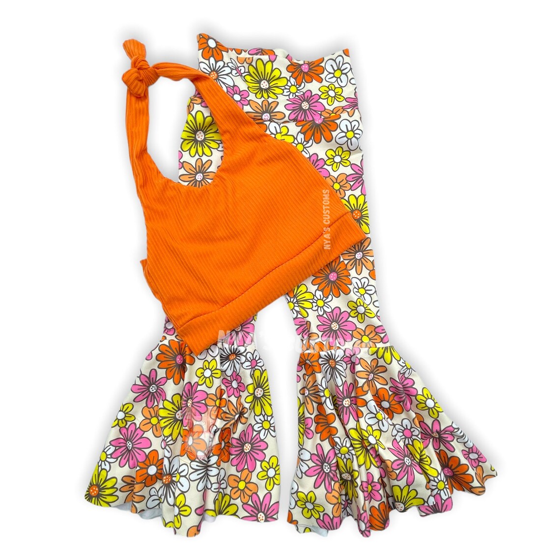 Daisy Vibe Hippie Toddler Baby Girl Flare Girl Outfit, Floral Bell ...