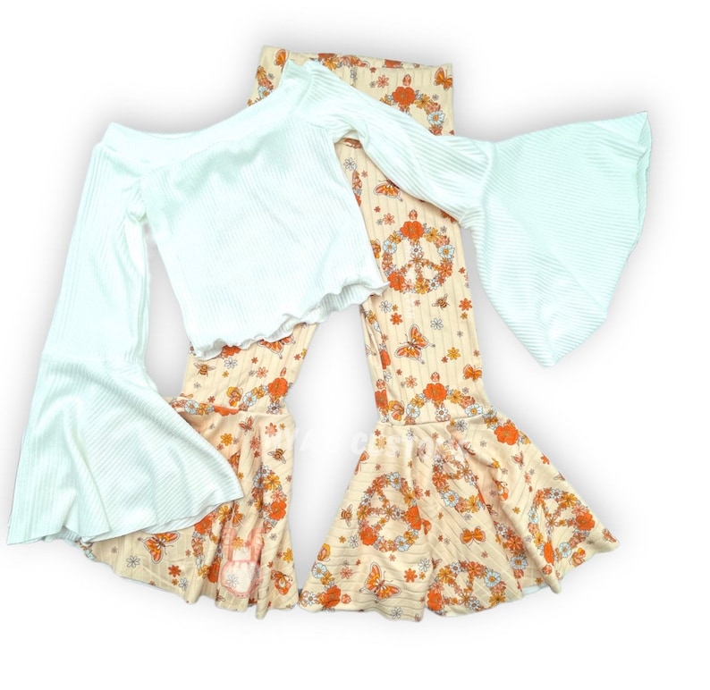 Two Groovy Birthday Outfit Bell Sleeve Crop Top for Girl - Etsy