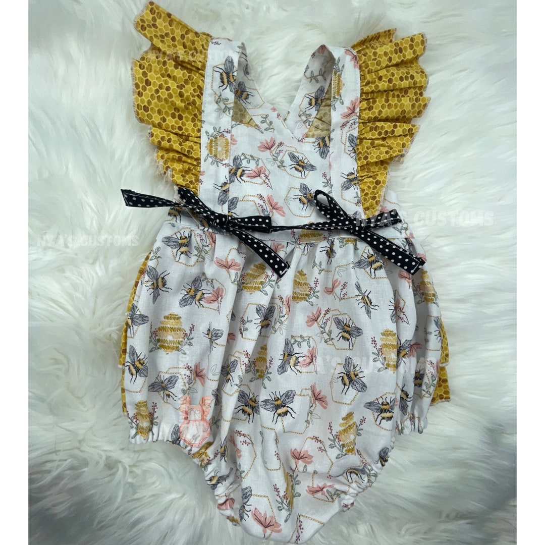 Bumble Bee Romper, Girls Bee Romper,baby Girl Honeybee Bubble Romper ...