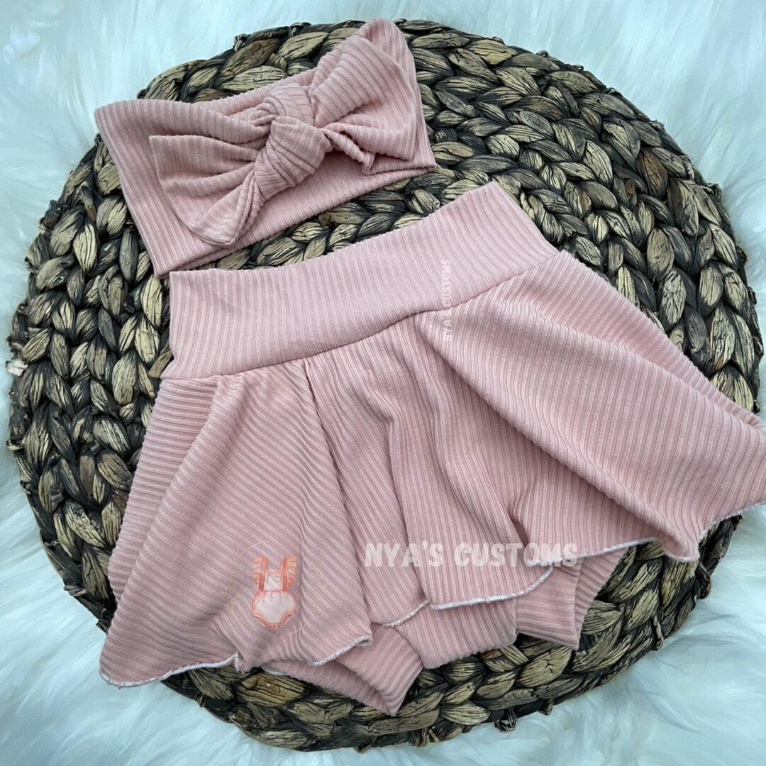 High Waisted Skirted Bummies, Blush Pink Skirt, Toddler Girl Skirted Bummies, Toddler Headband ...
