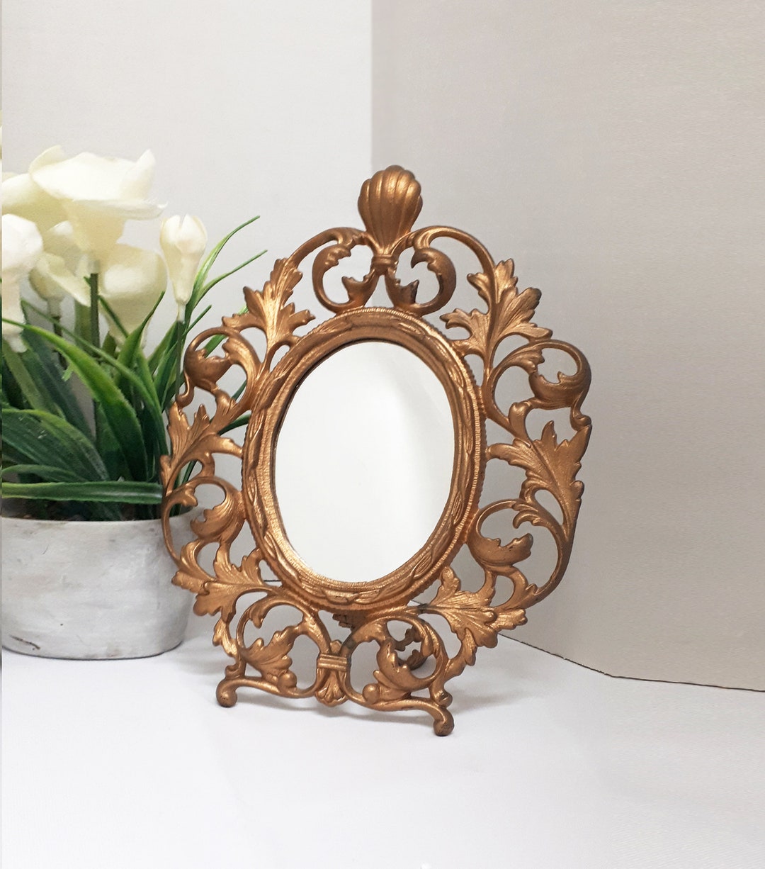 Ornate Victorian Cast Iron Table Mirror - Etsy