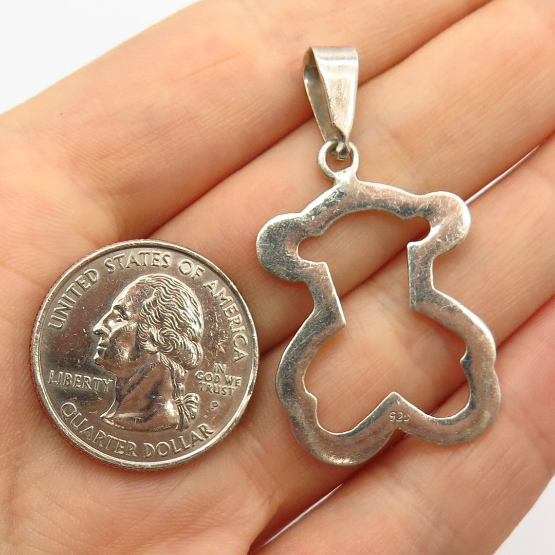 925 Sterling Silver Teddy Bear Silhouette Design Pendant - Etsy