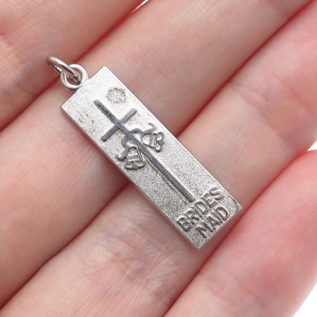 ANTAYA 925 Sterling Silver Vintage Bridesmaid Cross & Bells Bar Charm ...