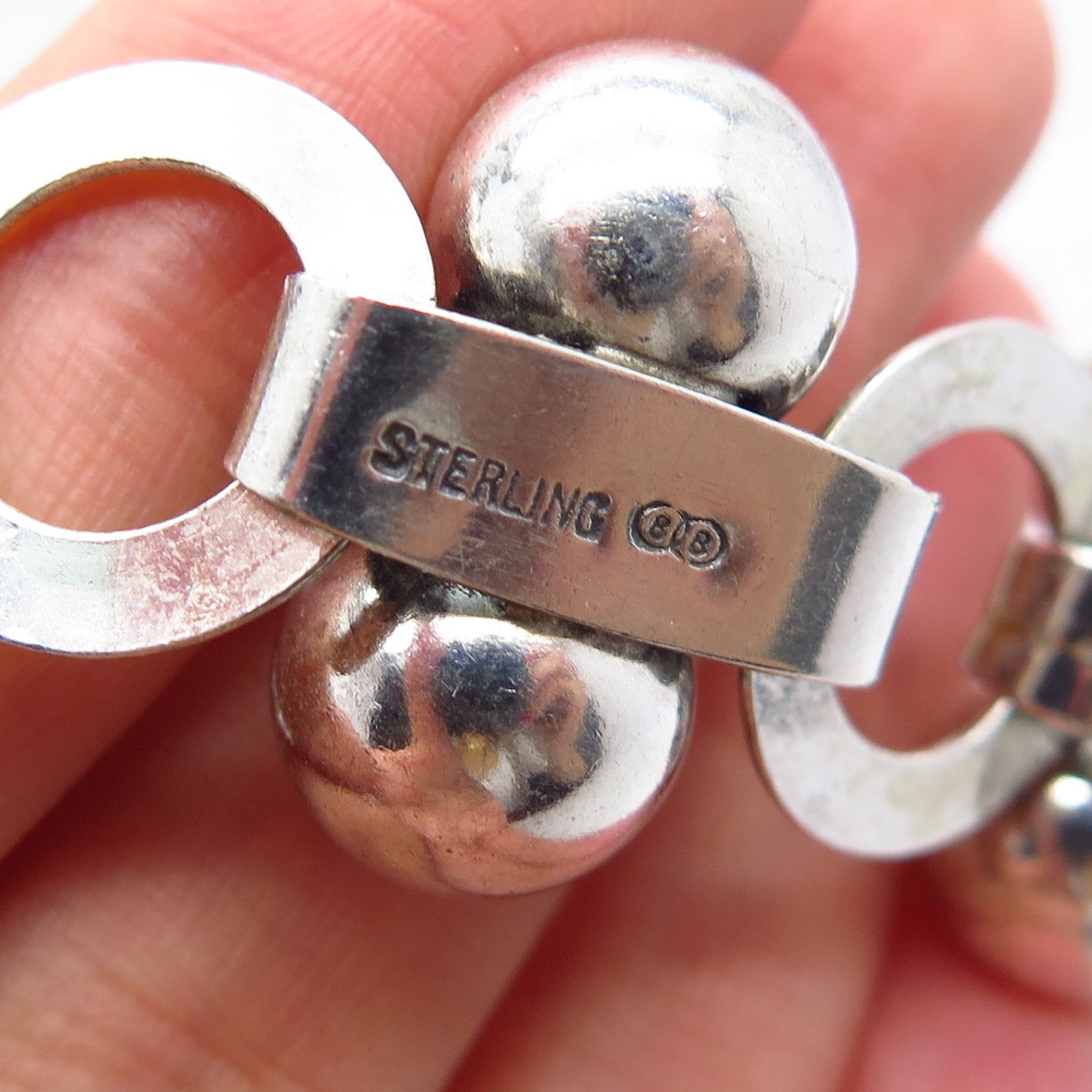 925 Sterling Silver Vintage Binder Brothers Modernist Link Bracelet 6. ...